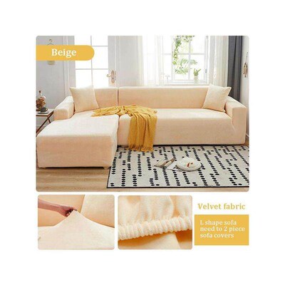 Velvet Fabirc Elastic Sofa Cover Solid L shape velvet Sofa