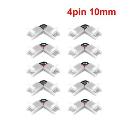 10 Packs 2/3/4 Pin 8/10mm LED Strip Connectors ?L Shape Sol