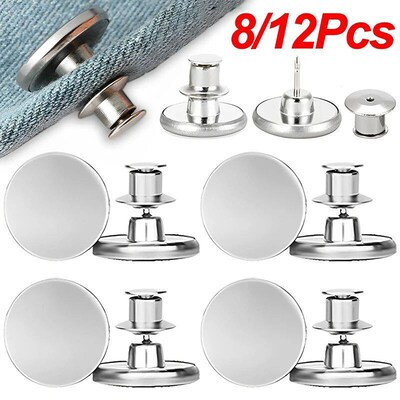 4/8/12Pcs Metal Detachable Jeans Buttons Snap Fastener Sewin