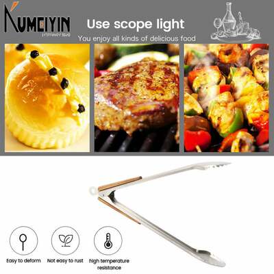 Stainless Steel BBQ Tongs Outdoor Larger Barbecue Clip Clamp