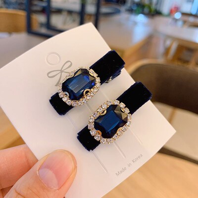 2PCS/SET Color Square Rhinestone Hair Pins Wild Personality