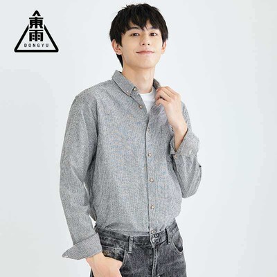 Dongyu Mens Spring and Summer Striped Shirt Mens Shirt Lon