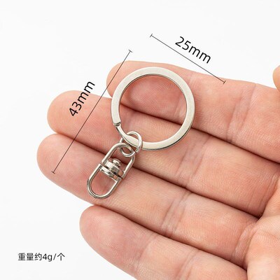 25mm Flat Keyring w 8Shaped Turn White K Keychain Frame Pend