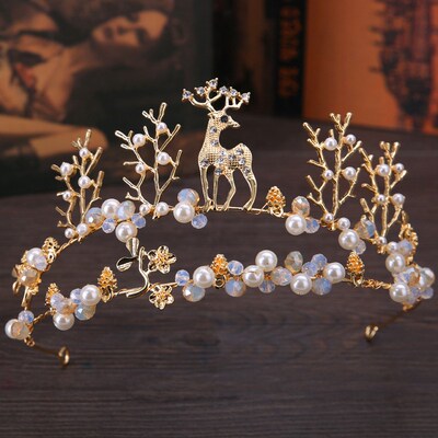 Wedding Crown For Bridal Queen Tiara With Earring Set Rhines