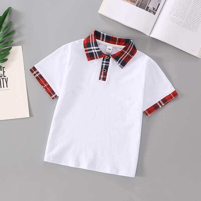 Summer Primary and Secondary School Uniform White Short-slee
