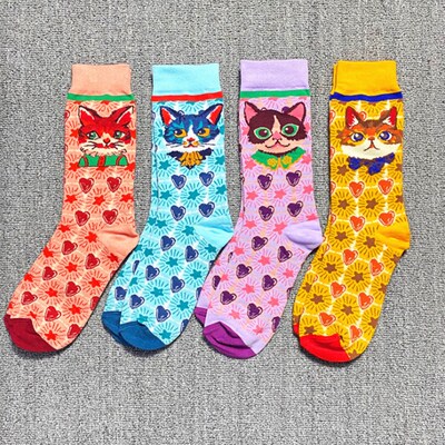 Occident Fashion Colorful Print Socks Women with Mushroom Sp