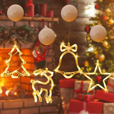 Christmas LED Light Snowflake Santa Deer Hanging Sucker Lamp