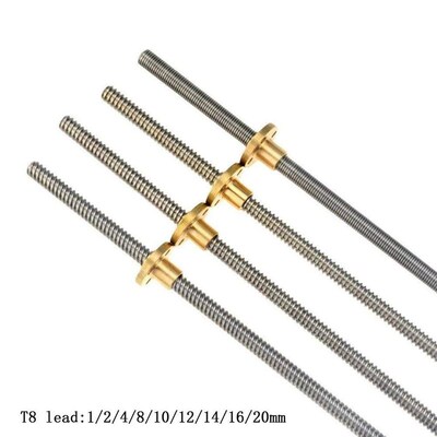 T8 Lead Screw Thread 8mm Pitch1mm Lead 1/2/4/8/10/12/16/20mm