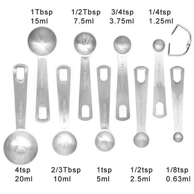 9Pcs 11Pcs 304 Stainless Steel Measuring Spoons Tools for Dr