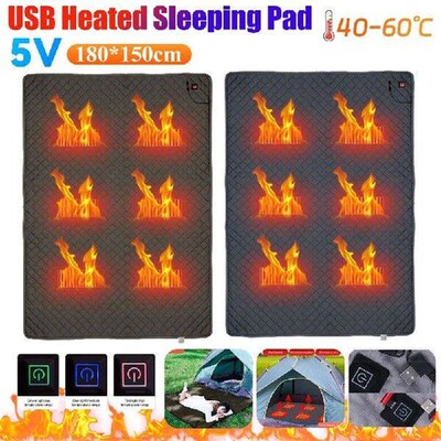 USB Electric Heating Pad Portable 6 Heated Areas Camping