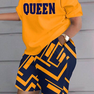Women Casual Short Sleeve Outfit  Summer Fashion Letter