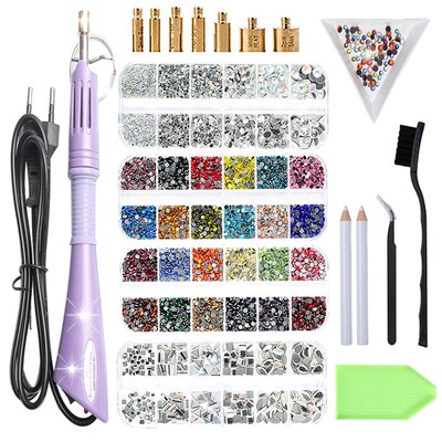 2000Pcs-9600Pcs/box Hot Fix Rhinestones Set/EU or US PLUG Ho