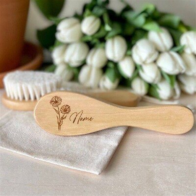 New Personalized Baby Hair Brush Infant Engraved Wood Brush