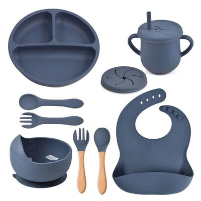 Silicone Baby Feeding Set Suction Plates and Bowls for Toddl