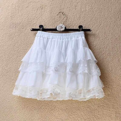 Elastic Gothic Lace Tutu Skirt Women Black Mesh Detail Petti