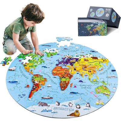Globe world map puzzle Jigsaw Puzzle toys for Kids 4-8拼图