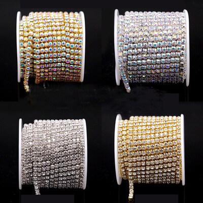 1Yard 10Yards/Roll SS6-SS18 Crystal Rhinestone Chain Sew-On