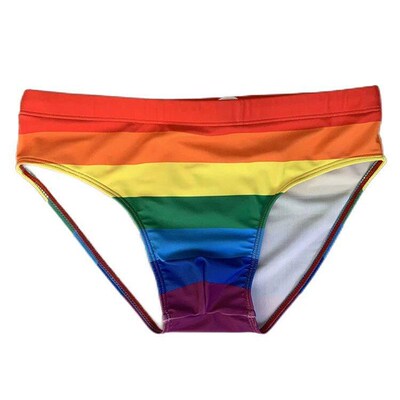 Hot Rainbow swimsuit man Swimming Briefs trunks Sexy Push Up
