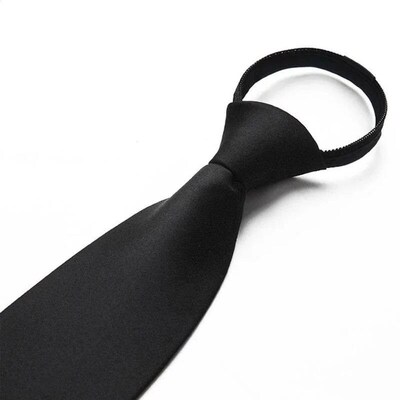 Black Simple Clip on Tie Security Tie Doorman Steward Matte