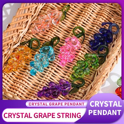 30mm Purple Natural Crystal Glass Grape ree Pendant  DIY Fam