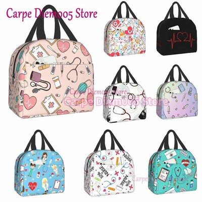 Funny Nurse Insulated Lunch Bag for School Office Nursing Po