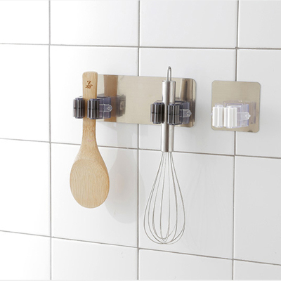 2/4pcs Adhesive Multi-Purpose Hooks Wall Mounted Mop Organiz