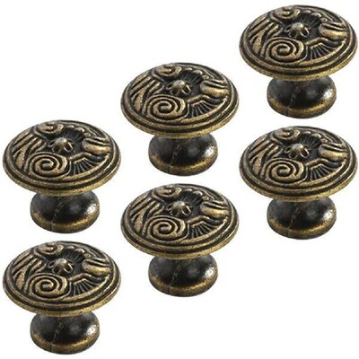6 Pcs Bronze Cabinet Knobs Vintage Drawer Pulls Furniture H