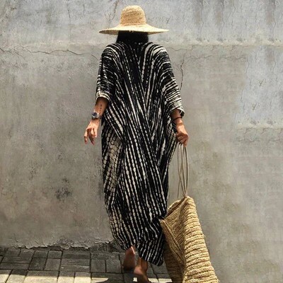 Beach ver Ups for Swimwear Women Black Tie Dye Kimono Swimsu