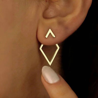 Retro Minimalist Geometric Square Detachable Triangles Stud