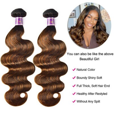 Peruvian Body Wave Bronder Human Hair Bundles FB30 Color Sun