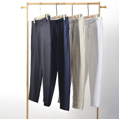 2025 Linen Pants Four-color Casual Cropped Pants Loose Breat