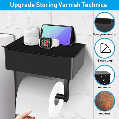 Toilet Paper Holder With Shelf And Storage, Flushable Wipes