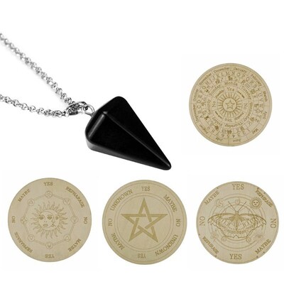 Wooden Divination Pendulum Board Star Sun Moon Energy Carven