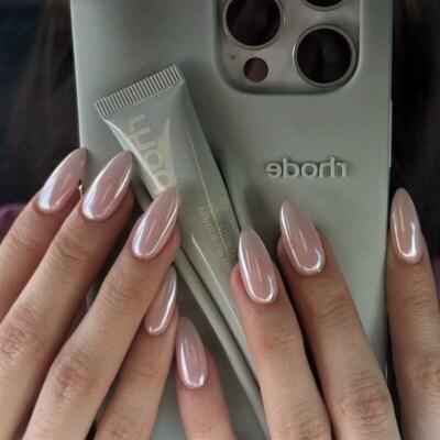 24Pcs Almond Pure Handmade Press On Nails Full Cover Butterf