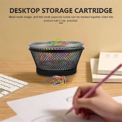 2pcs Mesh Paper Clips Container Paper Clips Desk Storage