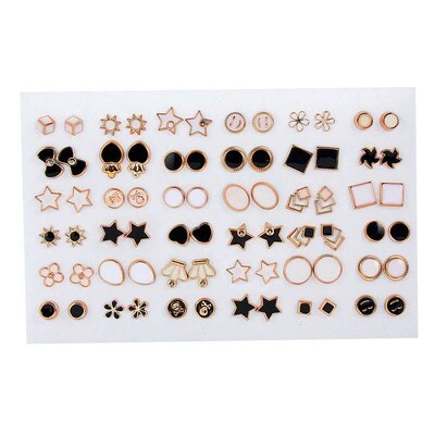 36Pairs Mixed Styles White Black Enamel Geometric Animal Pla