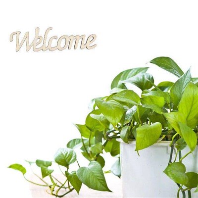 Welcome Printed Words Wooden Hanging Wall Door Hangtag