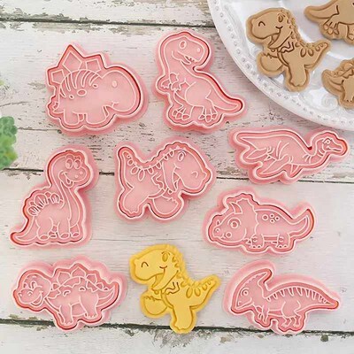 8pcs/set Cookie Cutters Animal Dinosaur Type Stamp Embosser