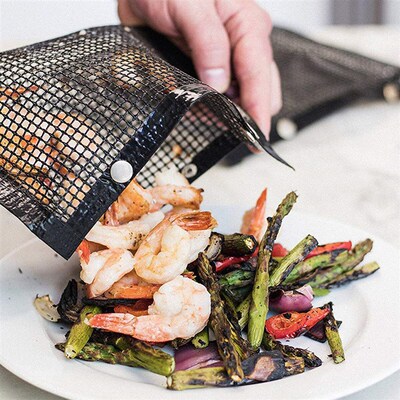 BBQ Grill Mesh Bag Reusable Non-stick Barbecue Baking Isolat
