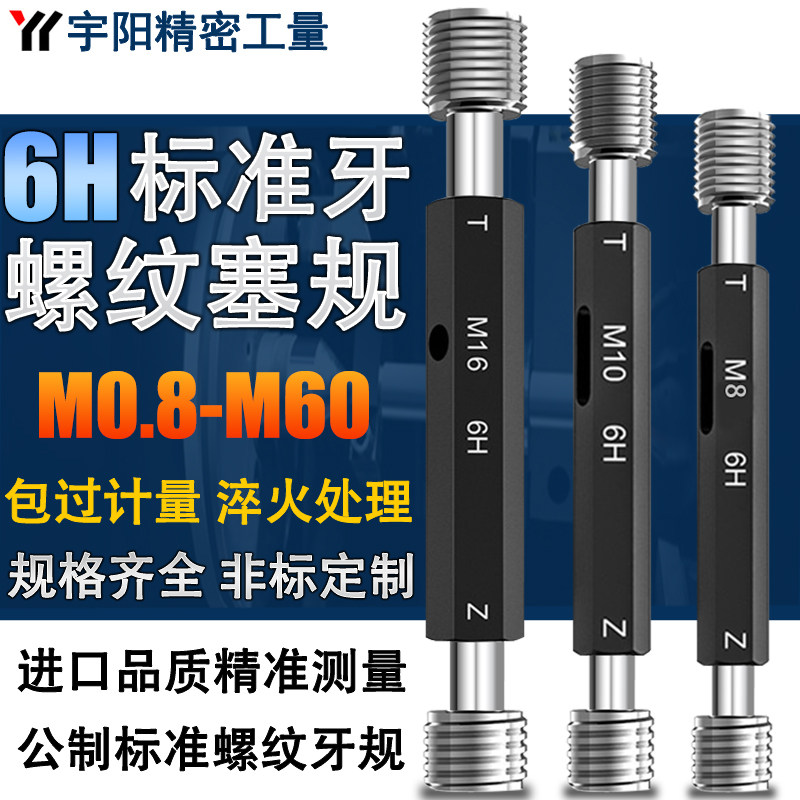 公制螺纹牙规粗牙通止塞规量规内经螺纹牙规6H标准牙检具M0.8-M60