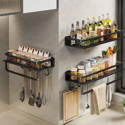 Kitchen Shelf Spice Storage Rack Wall-mounted Kitchen Spatul