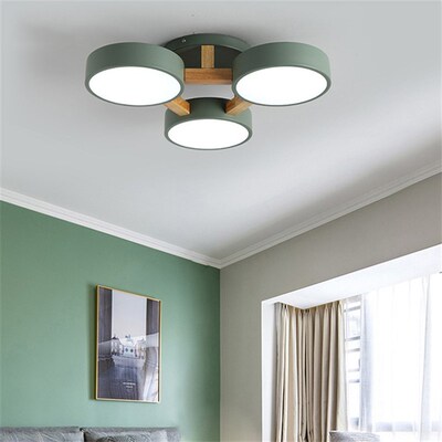 220V LED Ceiling Lights With Grey/Green/White Metal Lampshad