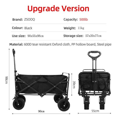 Heavy Duty Outdoor Folding Wagon Cart Large Capacity Collaps