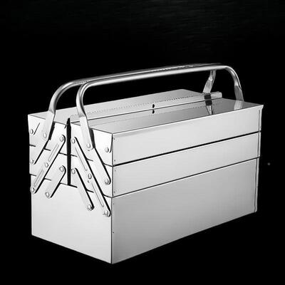 不锈钢五金工箱家用加厚折叠收纳多功层大容多量能680手提式维修