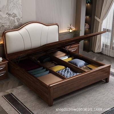 木床主卧高端大气150物米的储52874床桃木软包小实户型简约现代胡