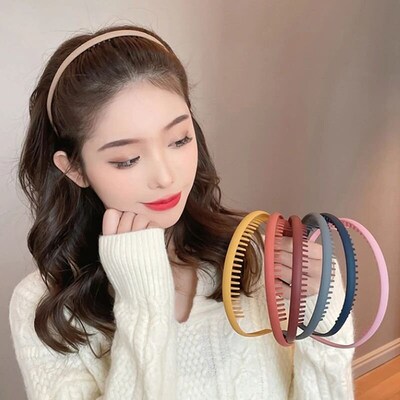 Fashion Solid Color Plastic Hairbands For Women Toothed Wave