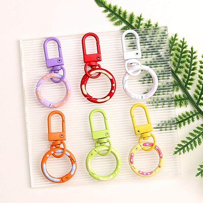 Candy-colored spring clip donut DIY material keychain ring d