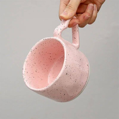 Korean Style ins Ceramics Cup 300ML Pink Love shape handle C