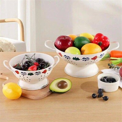 Fruit Bowl Fruit Plate Footed Bowl with 2 Handles Pedestal