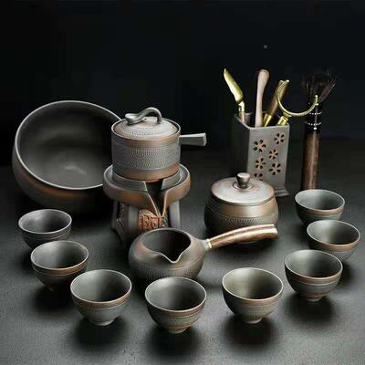紫功陶全自动茶具套装客家用厅简约复陶古瓷夫茶杯石20043磨懒人